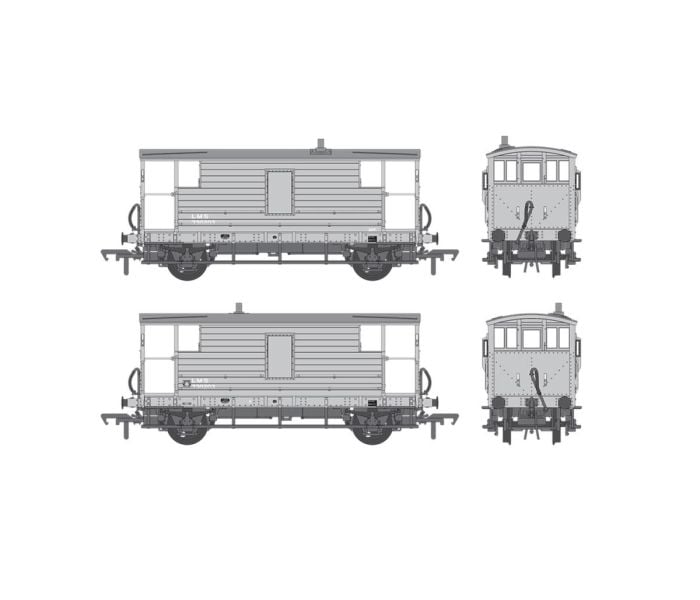 38-976 - LMS 20T brake van LMS grey - Durham Trains of Stanley